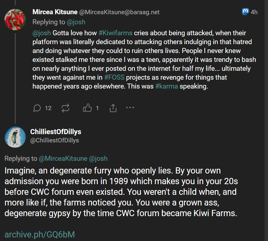 Mircea Kitsune: "@josh@poa.st Gotta love how #Kiwifarms cries abou ...